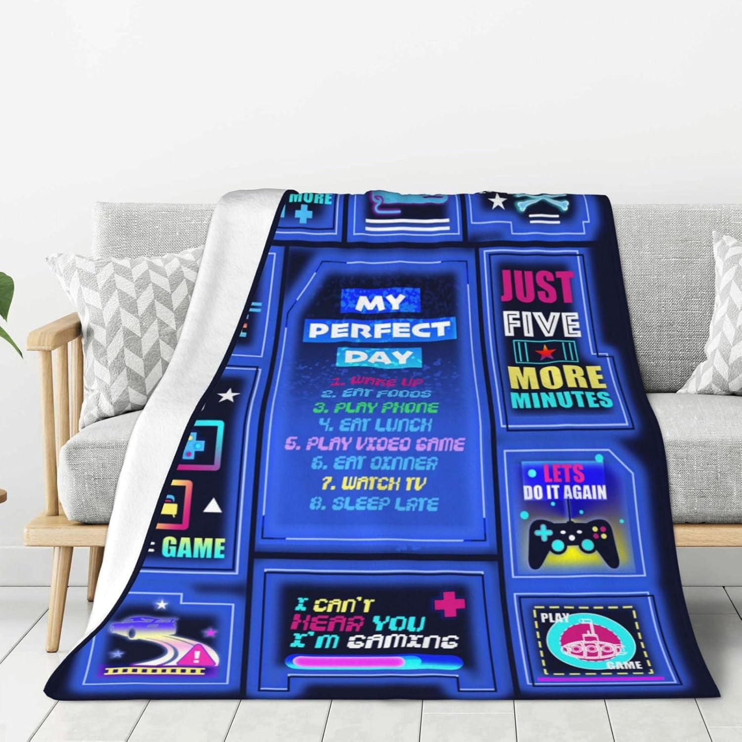 Gaming Blanket 80"x60" Boys Girls Gamer Blankets Video Game Blankets ...