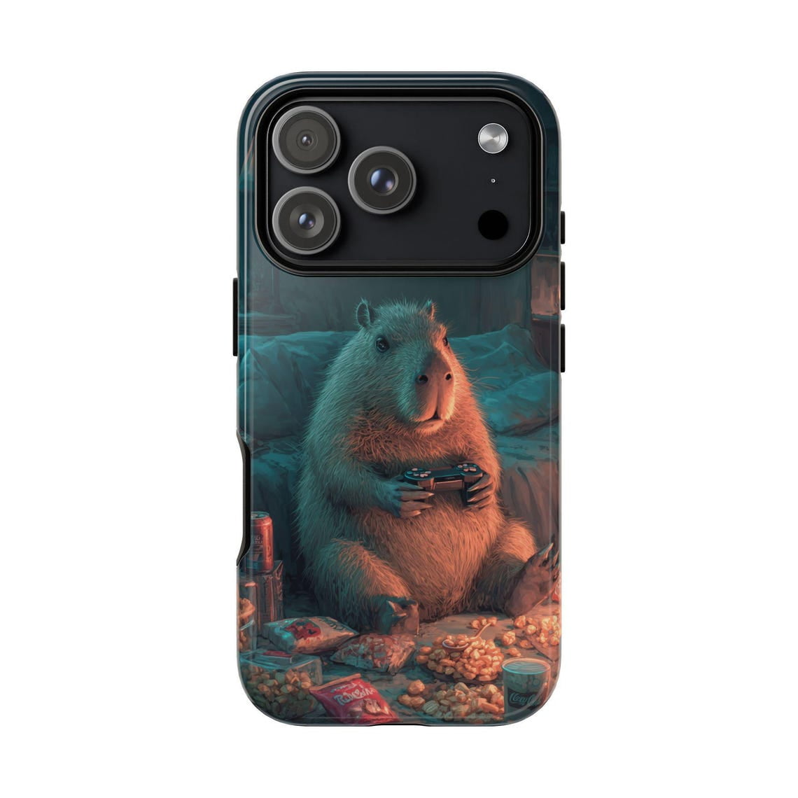 Gaming Capybara at Night Retro Video Game for iPhone 17 16 15 14 13 12 ...