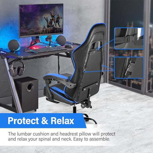 Gaming Chair, Backrest and Seat Height Adjustable Swivel Recliner ...