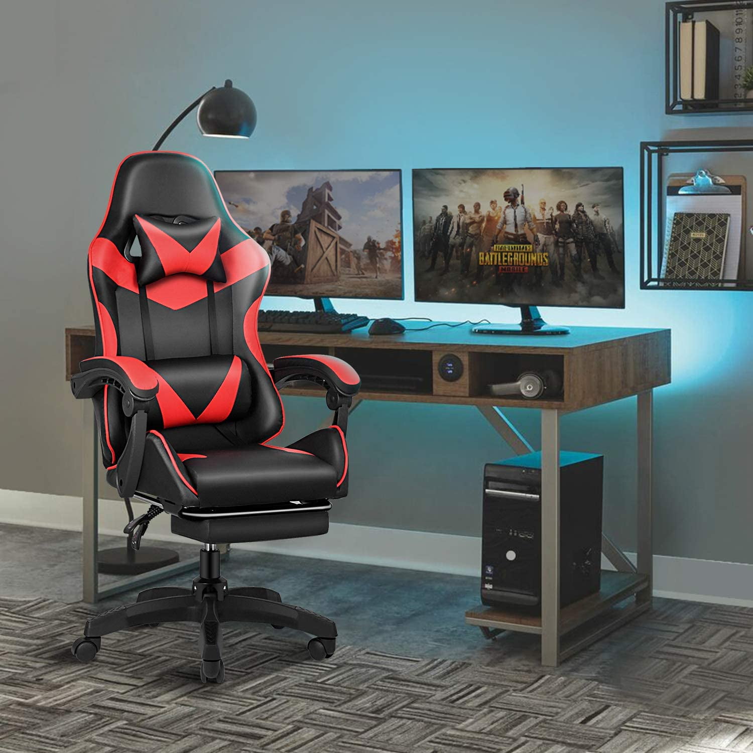 Gaming Chair, Backrest and Seat Height Adjustable Swivel Recliner ...