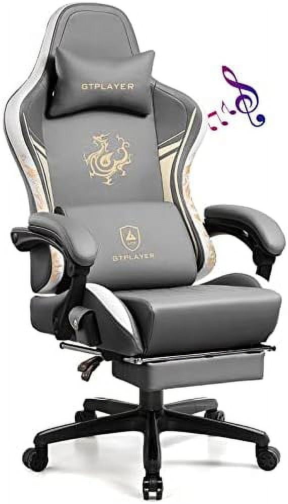 Gaming Chair with Bluetooth Speakers and Footrest Dragon Series Video ...