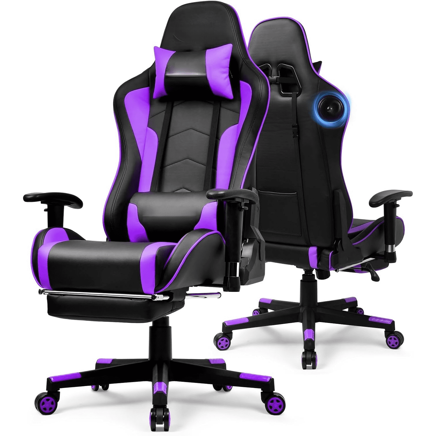 Gaming Chair with Bluetooth Speakers and Footrest, Ergonomic Gamer ...