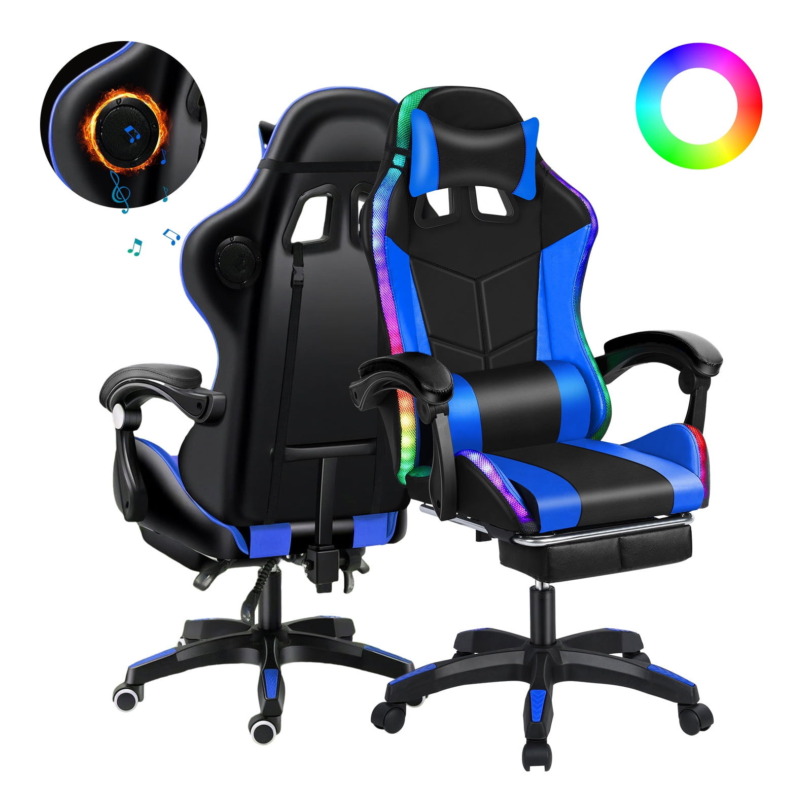 Gaming Chair with Bluetooth-compatible Speakers and RGB LED Lights ...