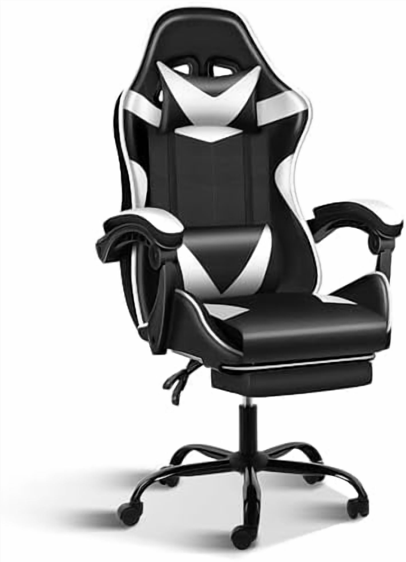 Gaming Chair, Computer Chair with Footrest, Height Adjustable & 90°-135° Tilt Function, Swivel ...