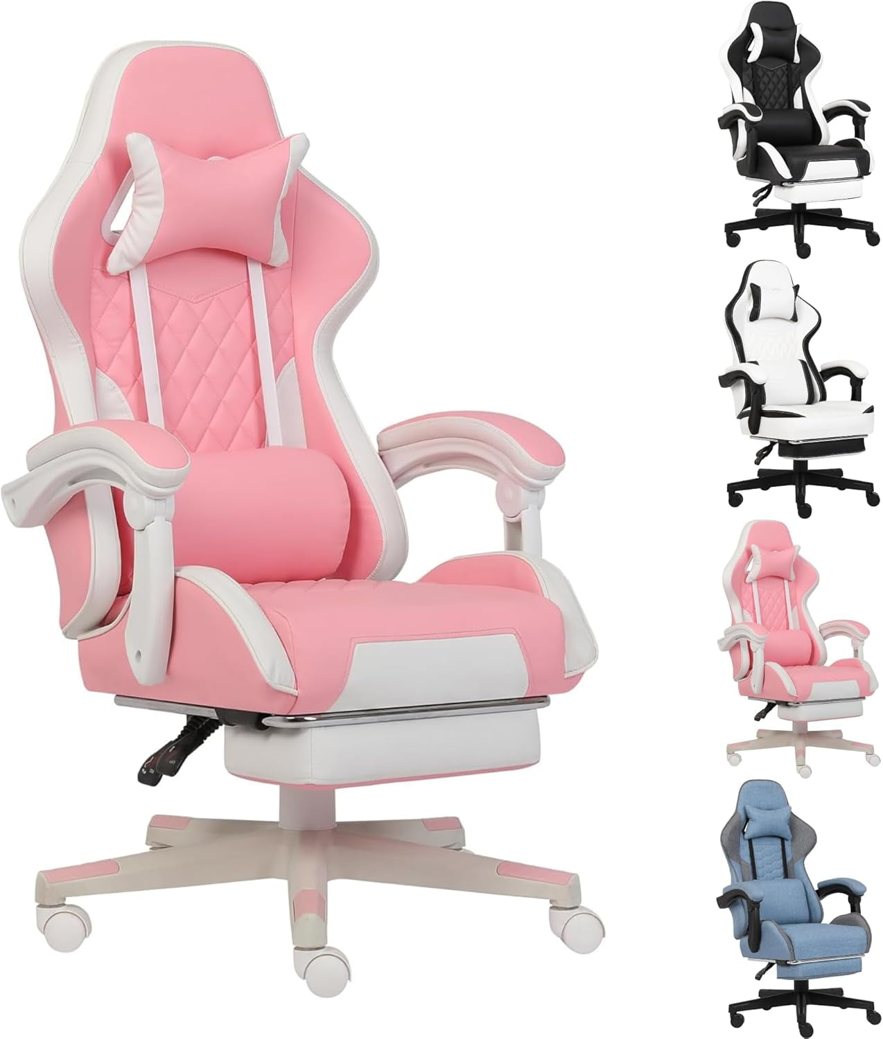 Gaming Chair, Computer Office Chair with Footrest, Linkage Armrests and ...