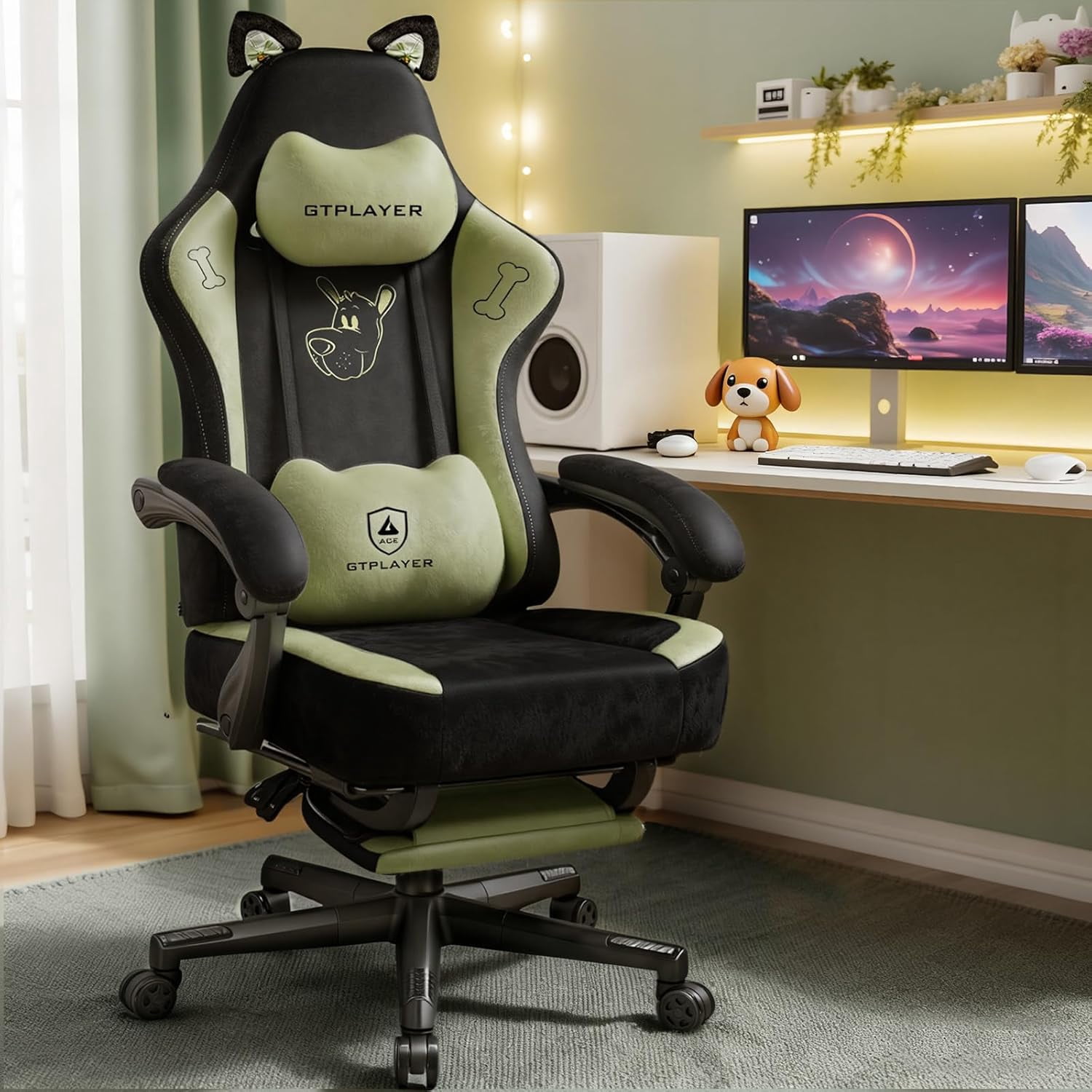 Gaming Chair Cute with Cat Ears Ergonomic Computer Chair with Cat ...
