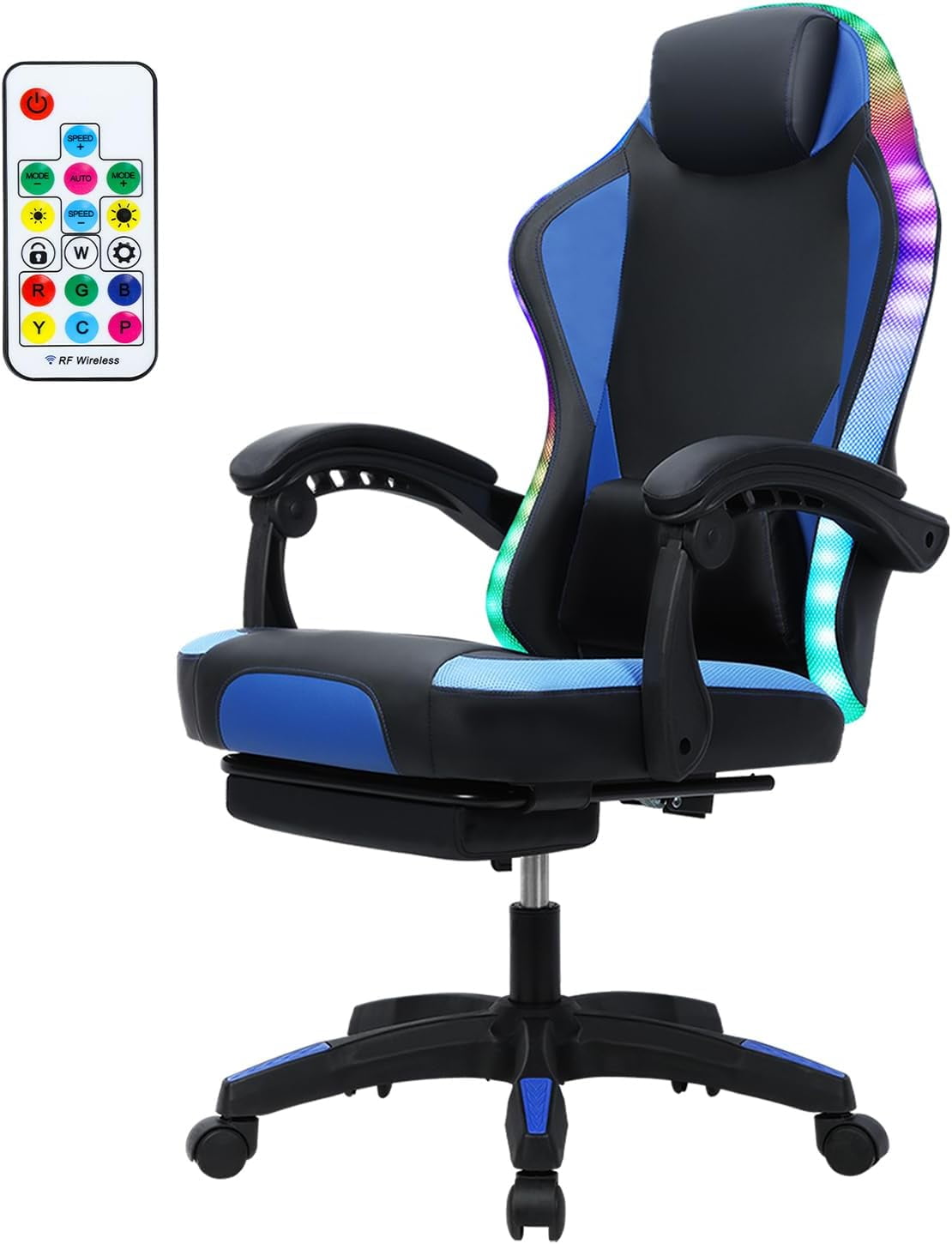 Gaming Chair, Ergonomic Video Game Chairs with RGB LED Lights High Back ...