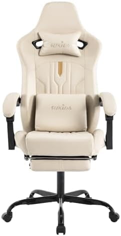 Gaming Chair with Footrest Ergonomic Computer Chair Massage Lumbar ...