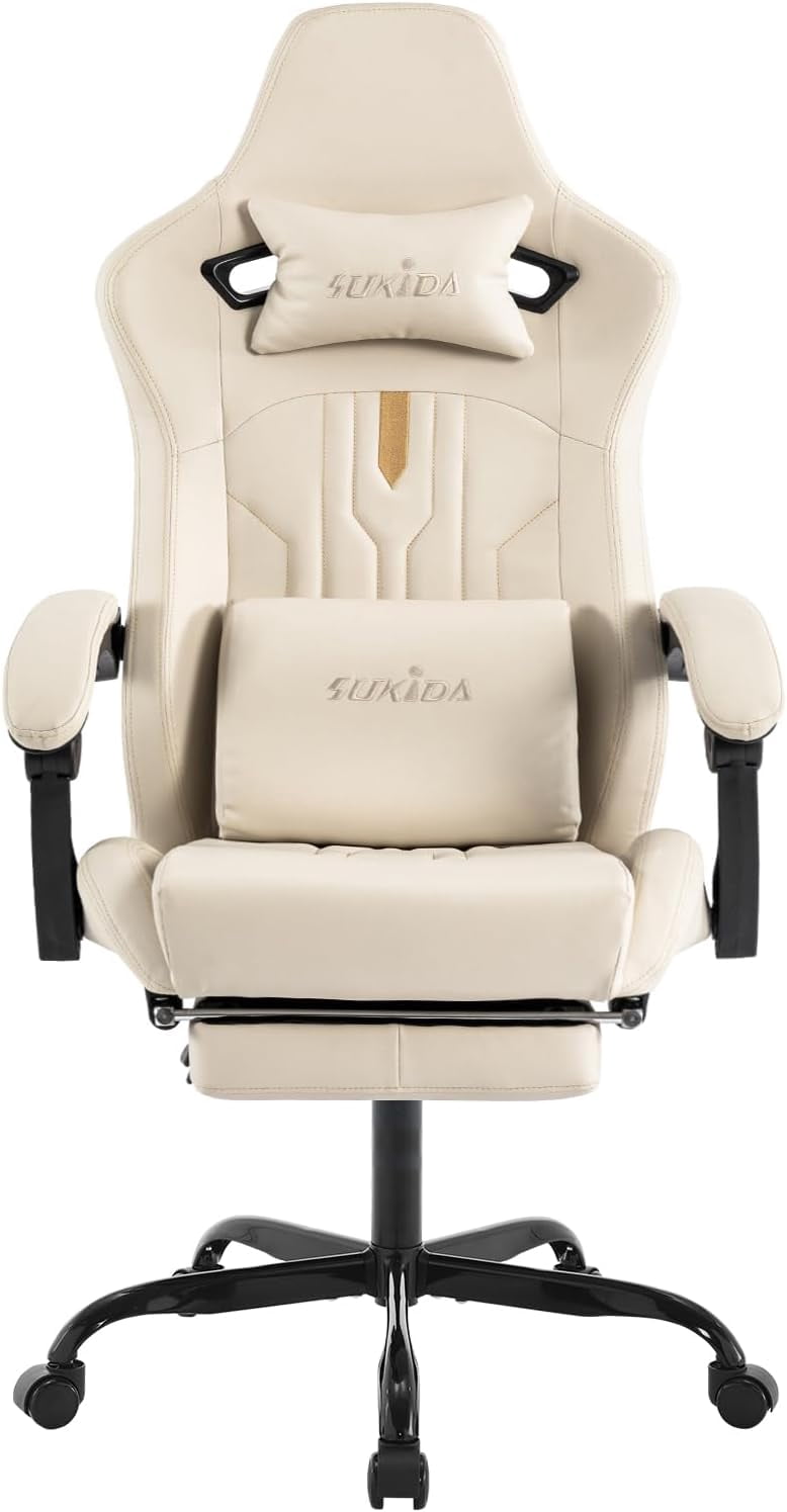 Gaming Chair with Footrest Ergonomic Computer Chair Massage Lumbar ...