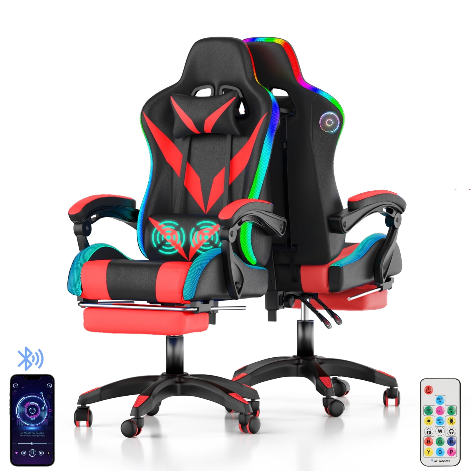Gaming Chair with Footrest, Ergonomic Computer Game Desk Chair ...