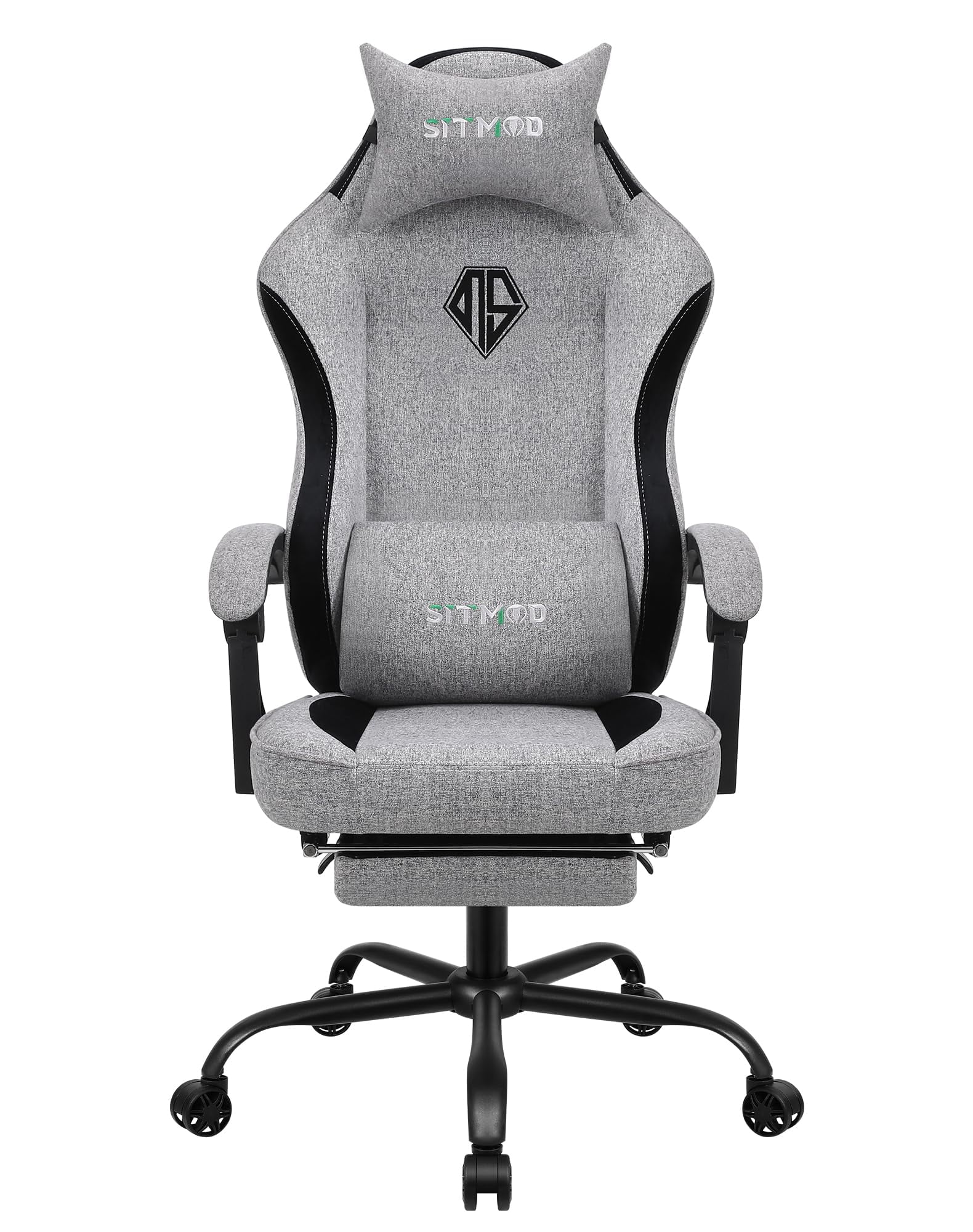 Gaming Chair with Footrest, Ergonomic Lumbar Support Massager Video ...