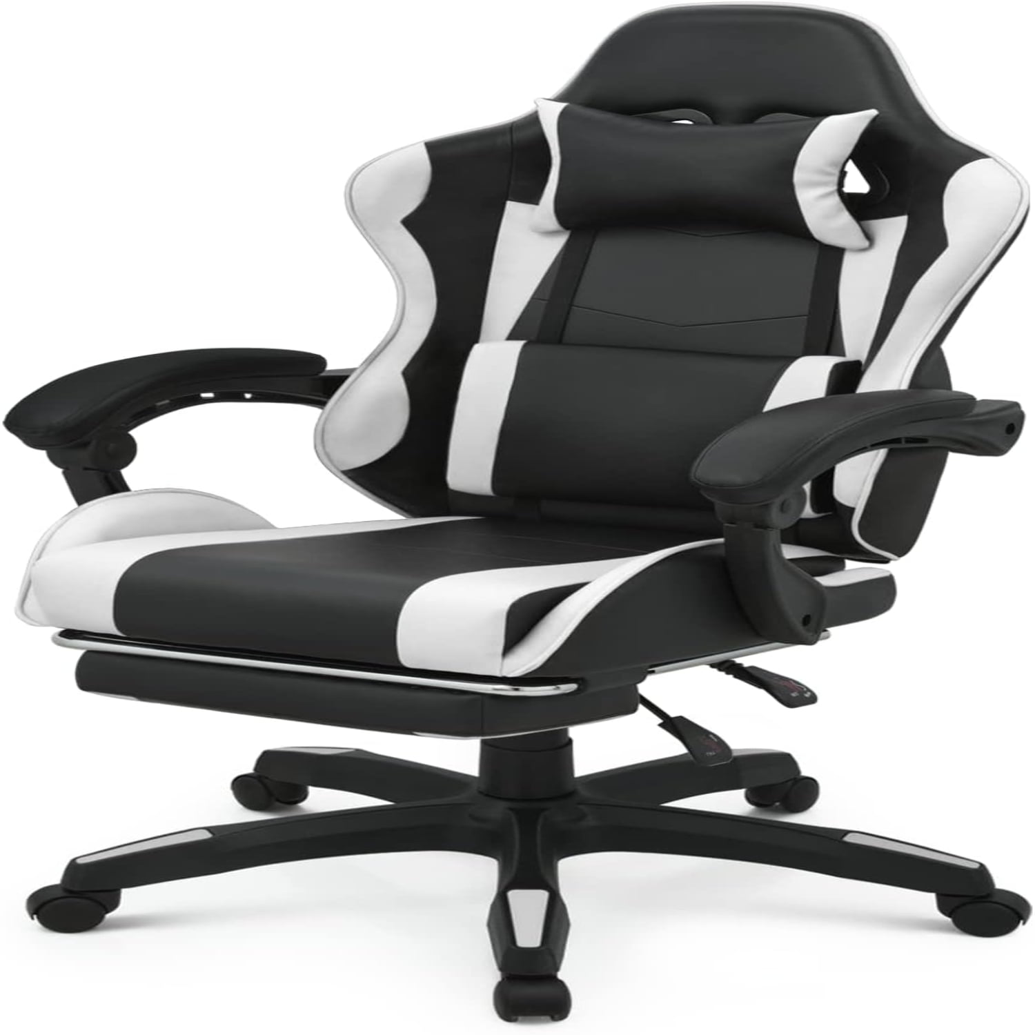 Gaming Chair with Footrest Headrest & Lumbar Support Grey High Back ...