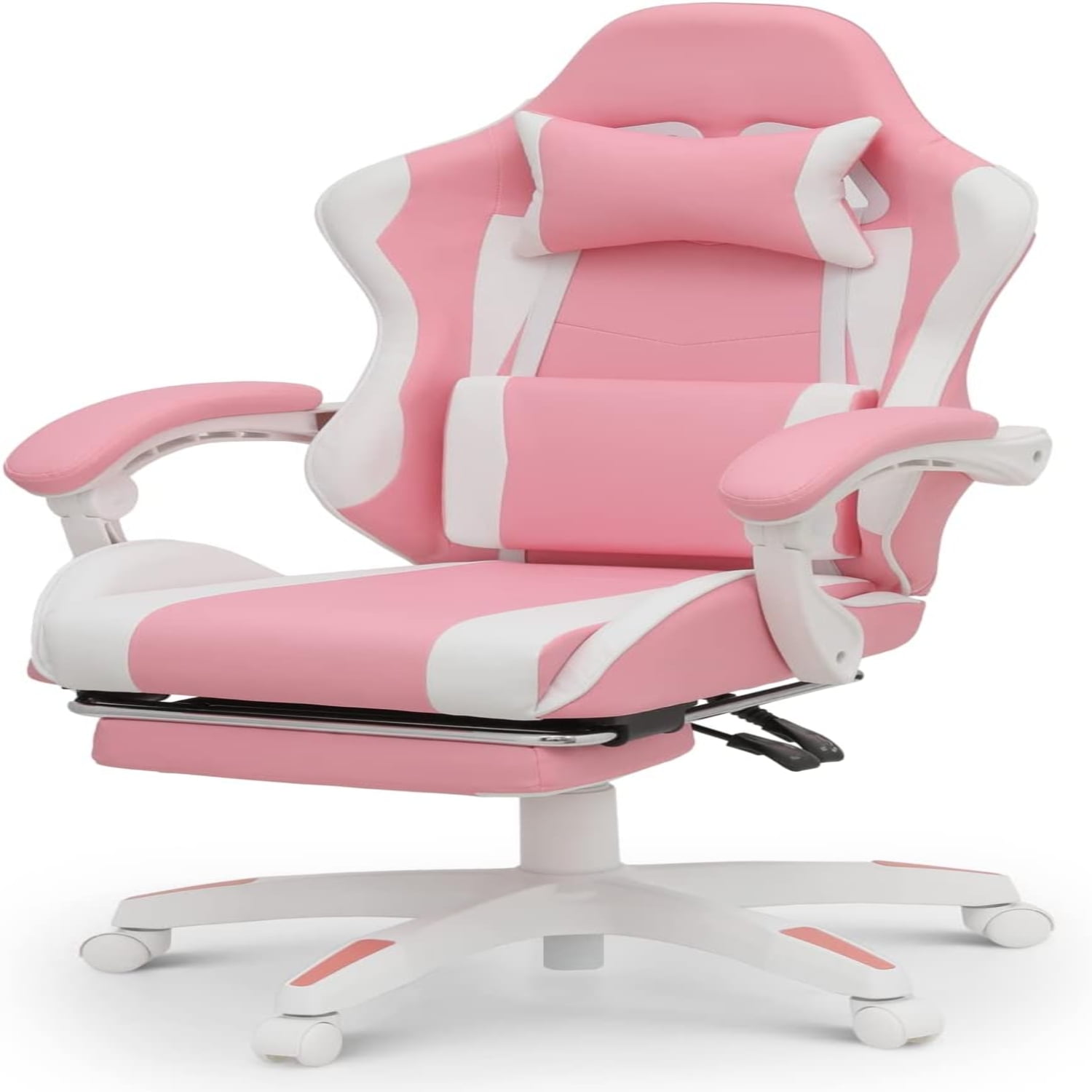 Gaming Chair with Footrest Headrest & Lumbar Support Grey High Back ...