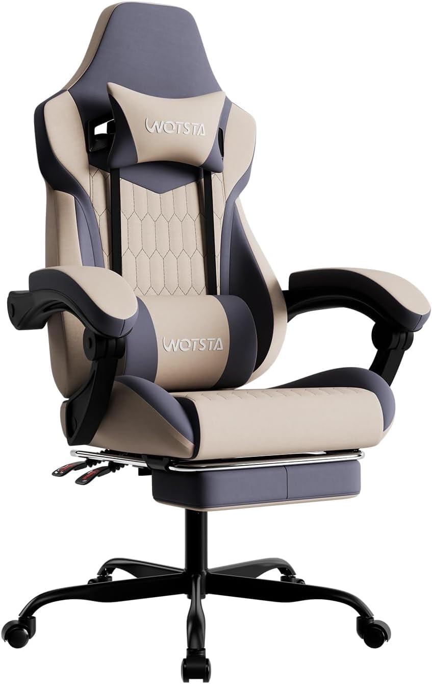 Gaming Chair with Footrest, High Back Gaming Chairs PVC Leather ...