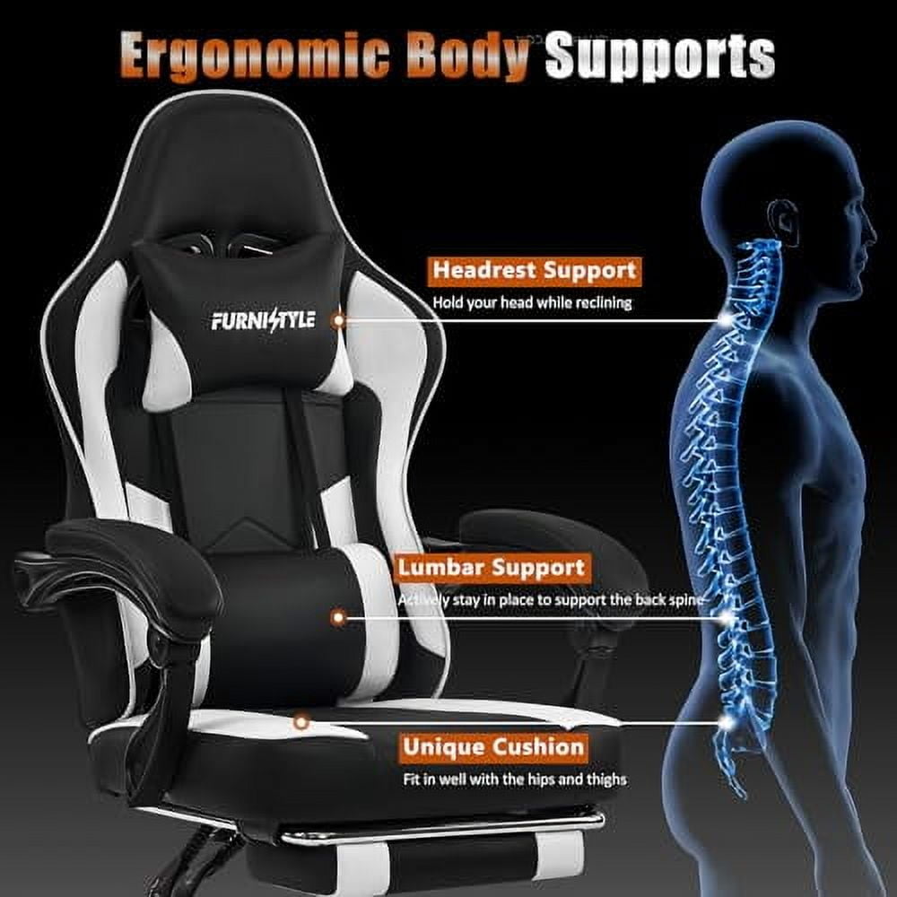 Gaming Chair with Footrest, Reclining Video Game Chairs for Adults with ...