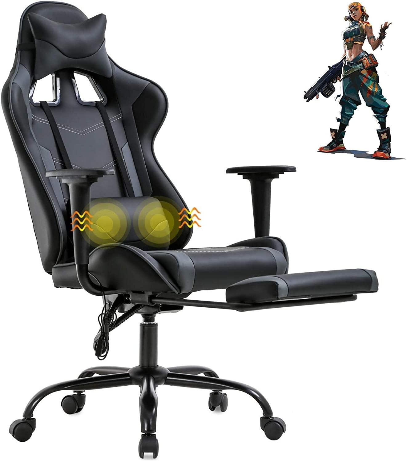 Gaming Chair High Back Computer Gaming Chairs with Footrest, Ergonomic ...