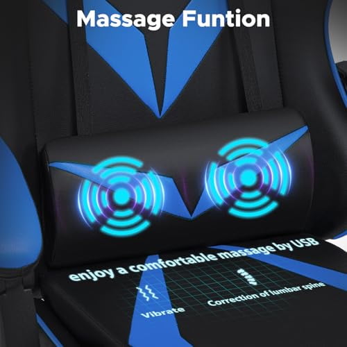 Gaming Chair with Massage Ergonomic Computer Chair with Footrest and ...