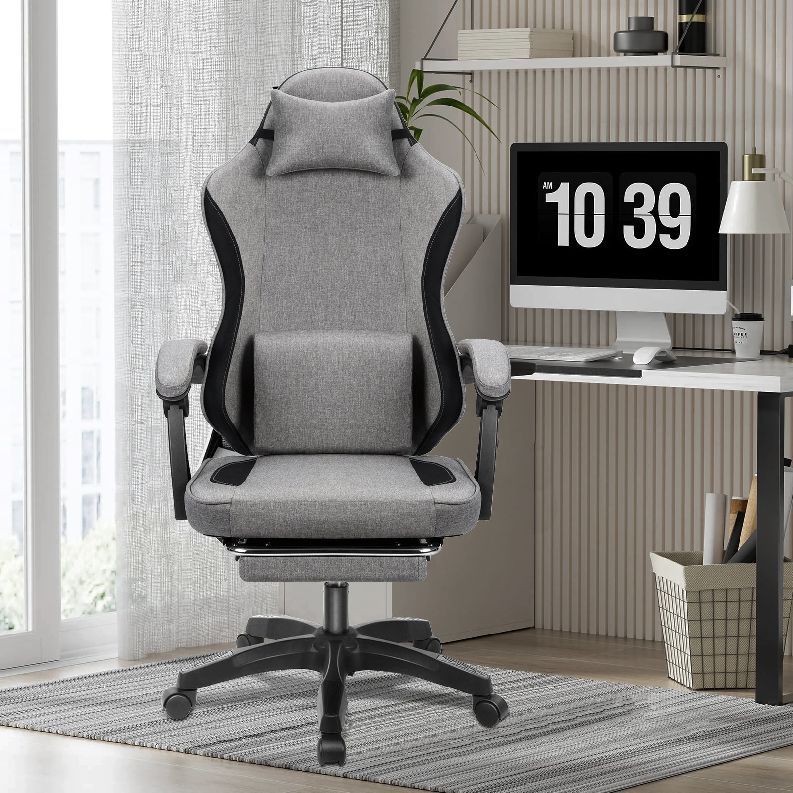 Gaming Chair, Massage Game Chair with Headrest and Backrest, Ergonomic ...