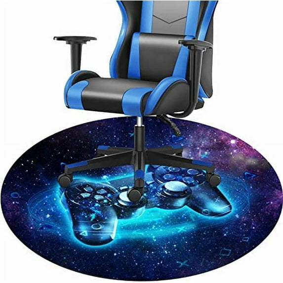 Botoutin Round Hardwood Floor Office Chair Mat 47 in. x 46 in., Blue ...