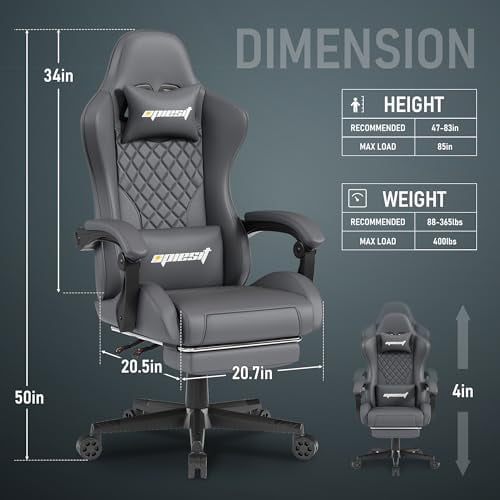 Gaming Chair,Office Chairs with Footrest Ergonomic Computer Chair with ...