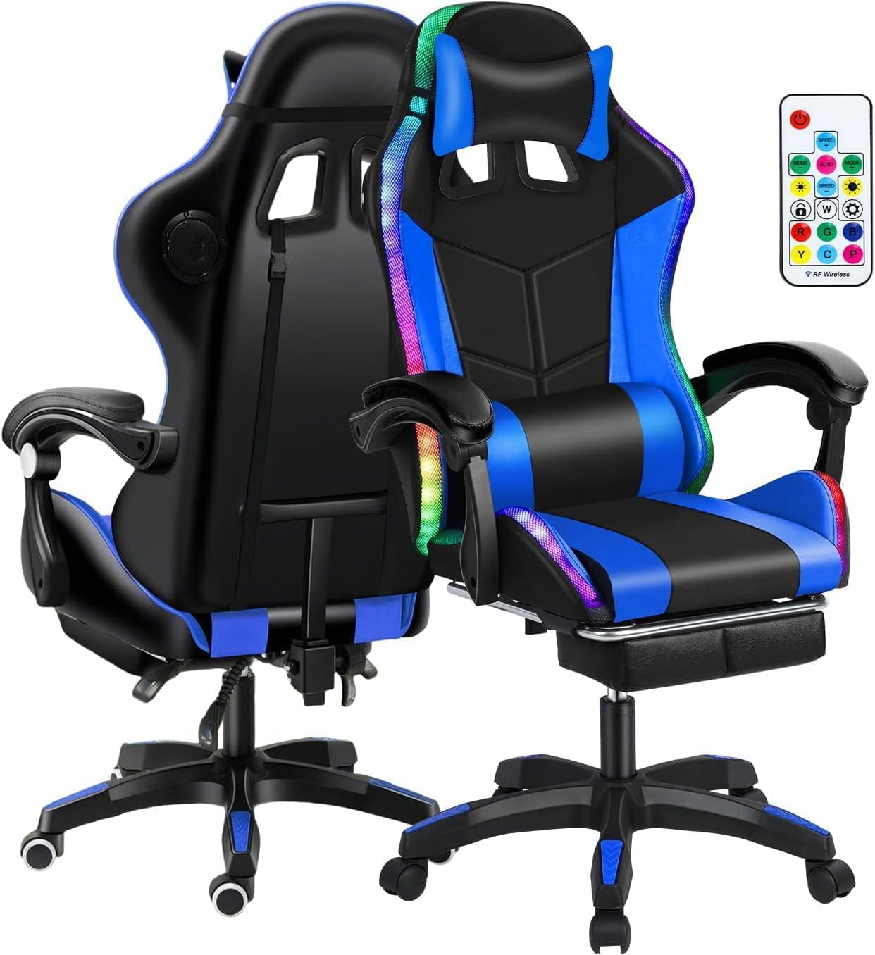 Gaming Chair,Office Massage Computer Chair with Bluetooth Speaker,RGB ...