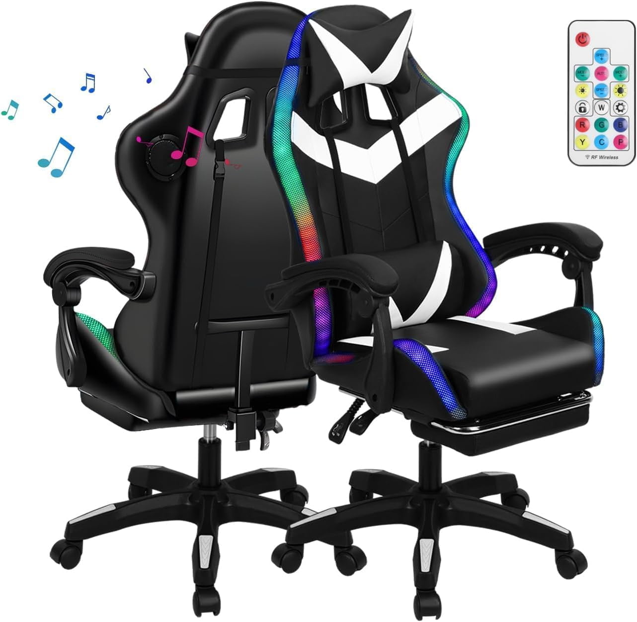 Gaming Chair,Office Massage Computer Chair with Bluetooth Speaker,RGB ...