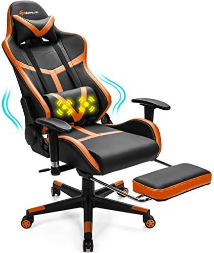 Gaming Chair, Orange Gaming Chairs Ergonomic Gamer Chair for Adults ...