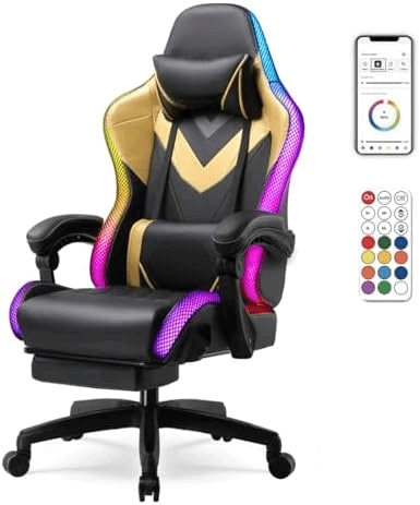 Gaming Chair, RGB Gaming Chair with LED Lights, Video Gaming Chair for ...