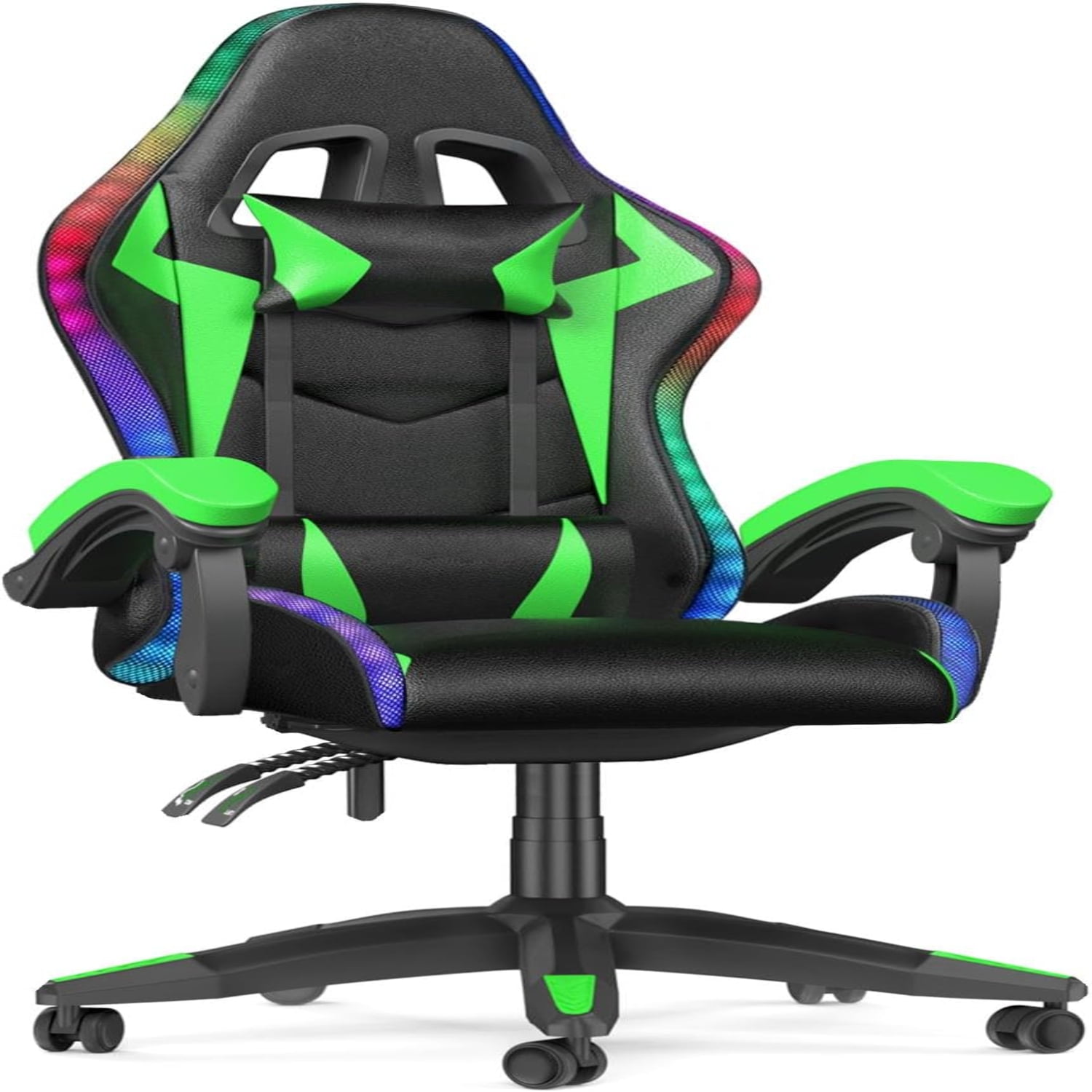Gaming Chair with RGB LED Lights Ergonomic Computer Chair with Headrest ...