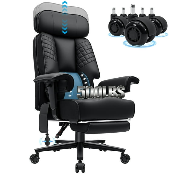 Big and Tall Office Chair Comfy Ergonomic Leather Computer Desk Chair ...