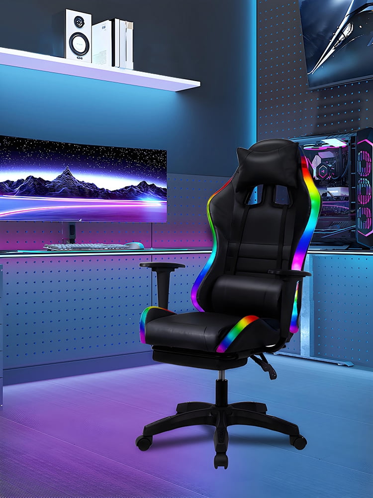 Gaming Chair with Retractable Footrest, 350lbs Load Capacity Office ...