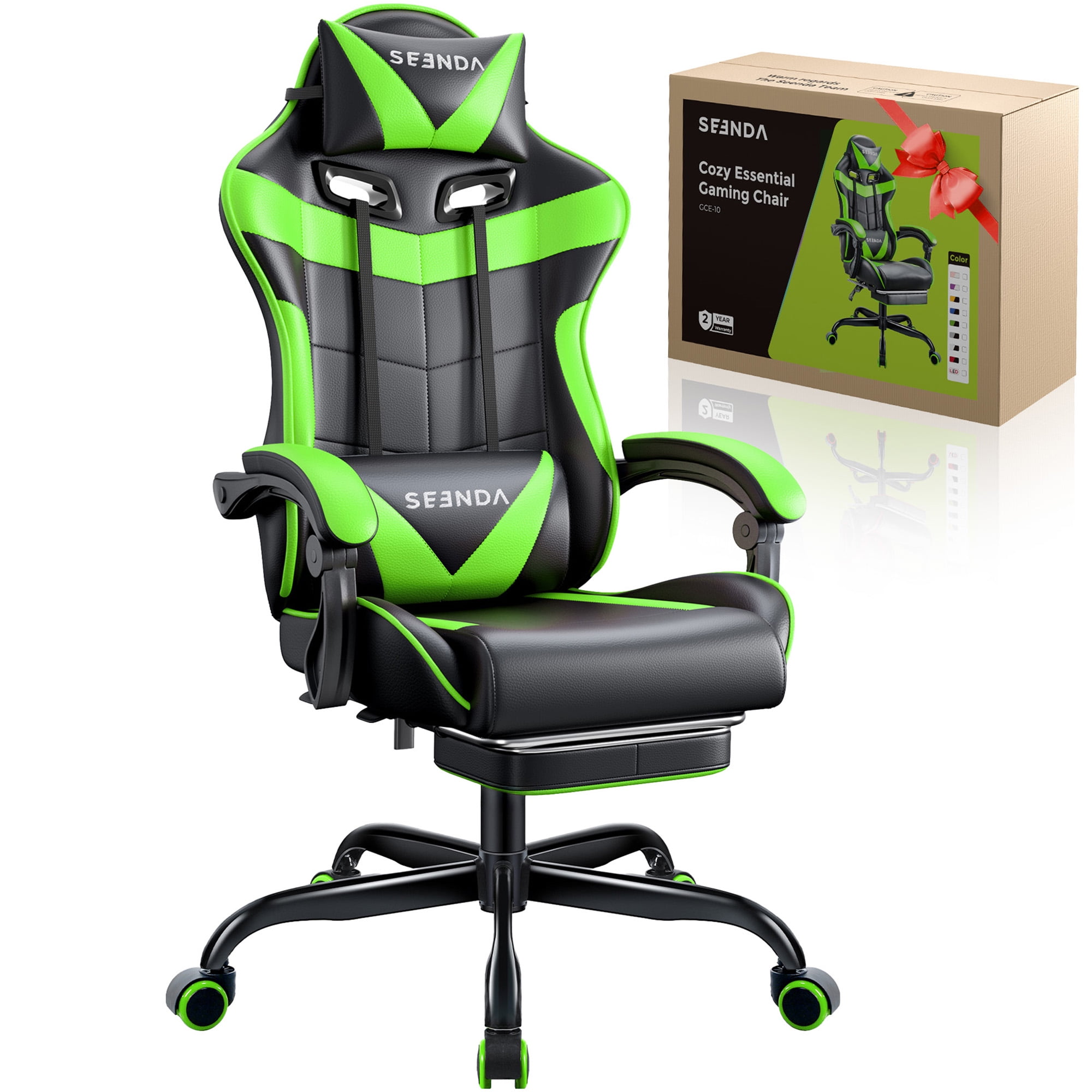 Gaming Chair, Seenda Video Game Chair with Footrest and Lumbar Support ...