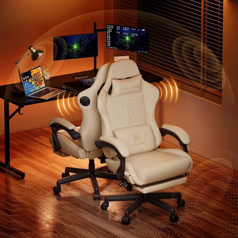 Gaming Chair with Speakers, Video Game Chairs with Footrest, PC Gamer ...