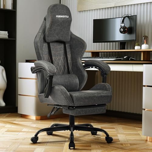 Gaming Chair Video Chairs with Large Headrest, Linkage Armrests, Retro ...
