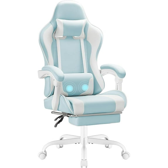 Gaming Chair, Video Game Chair with Footrest and Massage Lumbar Support ...