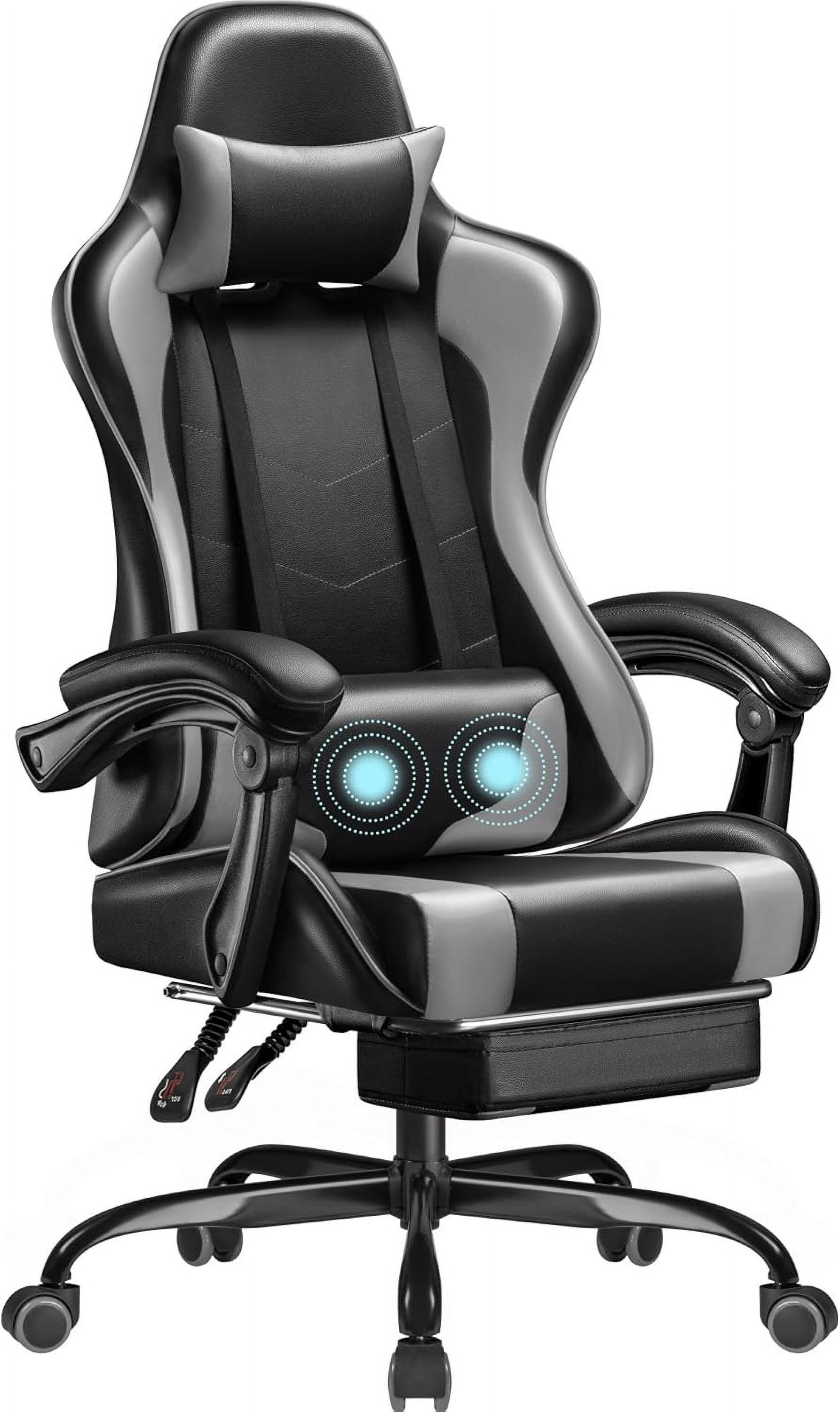 Gaming Chair, Video Game Chair with Footrest and Massage Lumbar Support, Ergonomic Computer ...