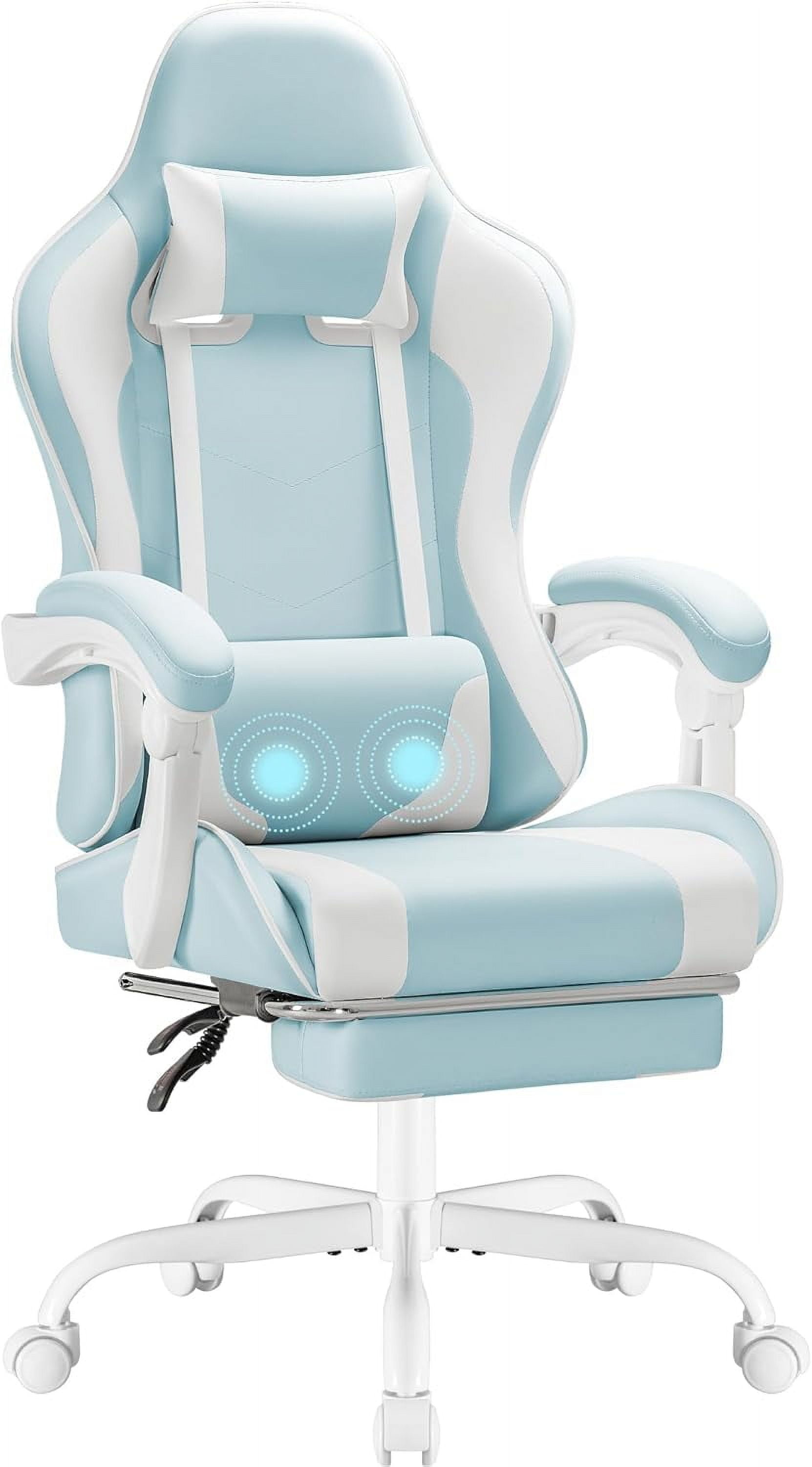 Gaming Chair, Video Game Chair with Footrest and Massage Lumbar Support ...