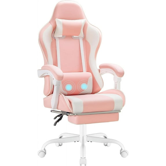 Gaming Chair, Video Game Chair with Footrest and Massage Lumbar Support ...