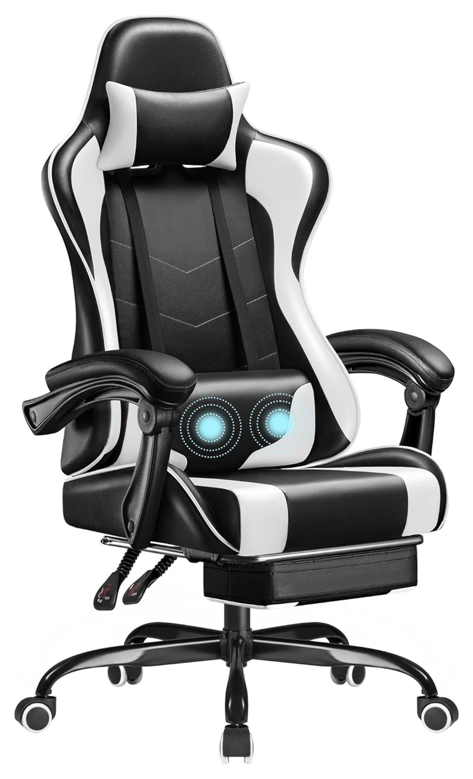 Gaming Chair, Video Game Chair with Footrest and Massage Lumbar Support ...