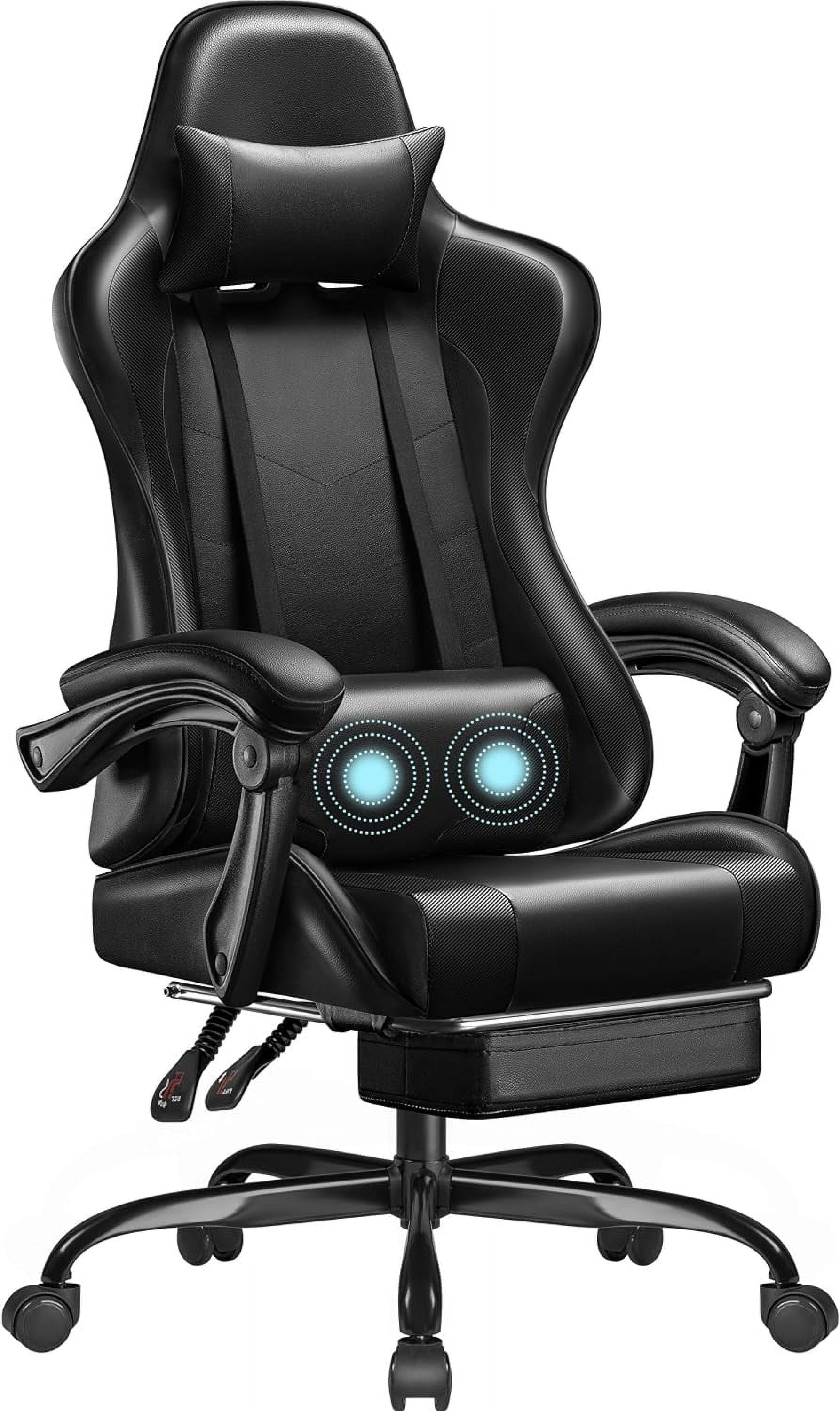 Gaming Chair Video Game Chair With Footrest And Massage Lumbar Support