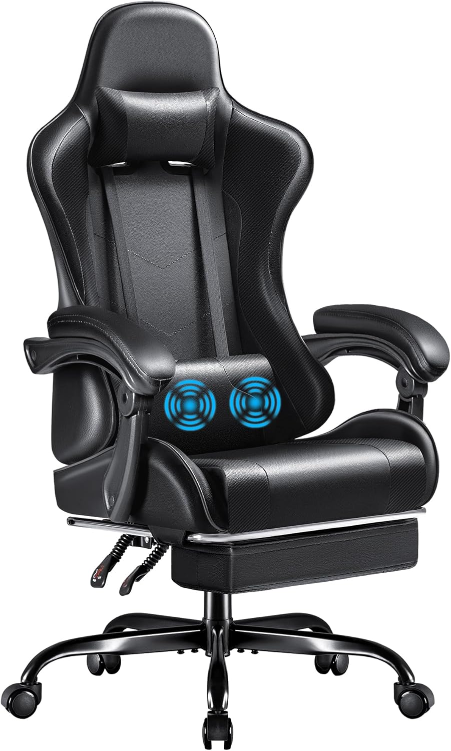 Gaming Chair, Video Game Chair with Footrest and Massage Lumbar Support ...