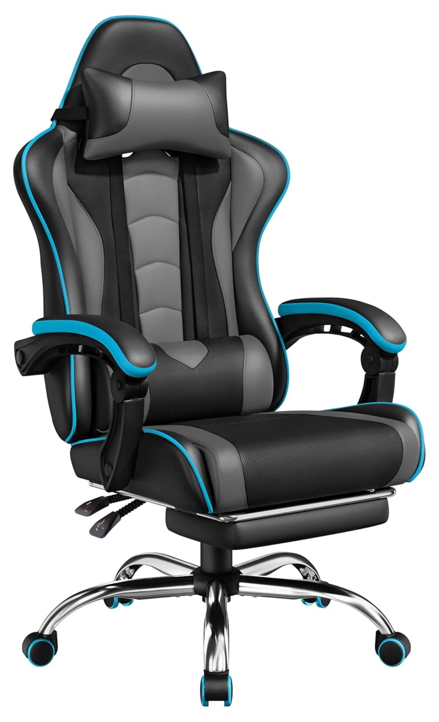 Gaming Chair, Video Game Chair with Massage Lumbar Support and Footrest ...