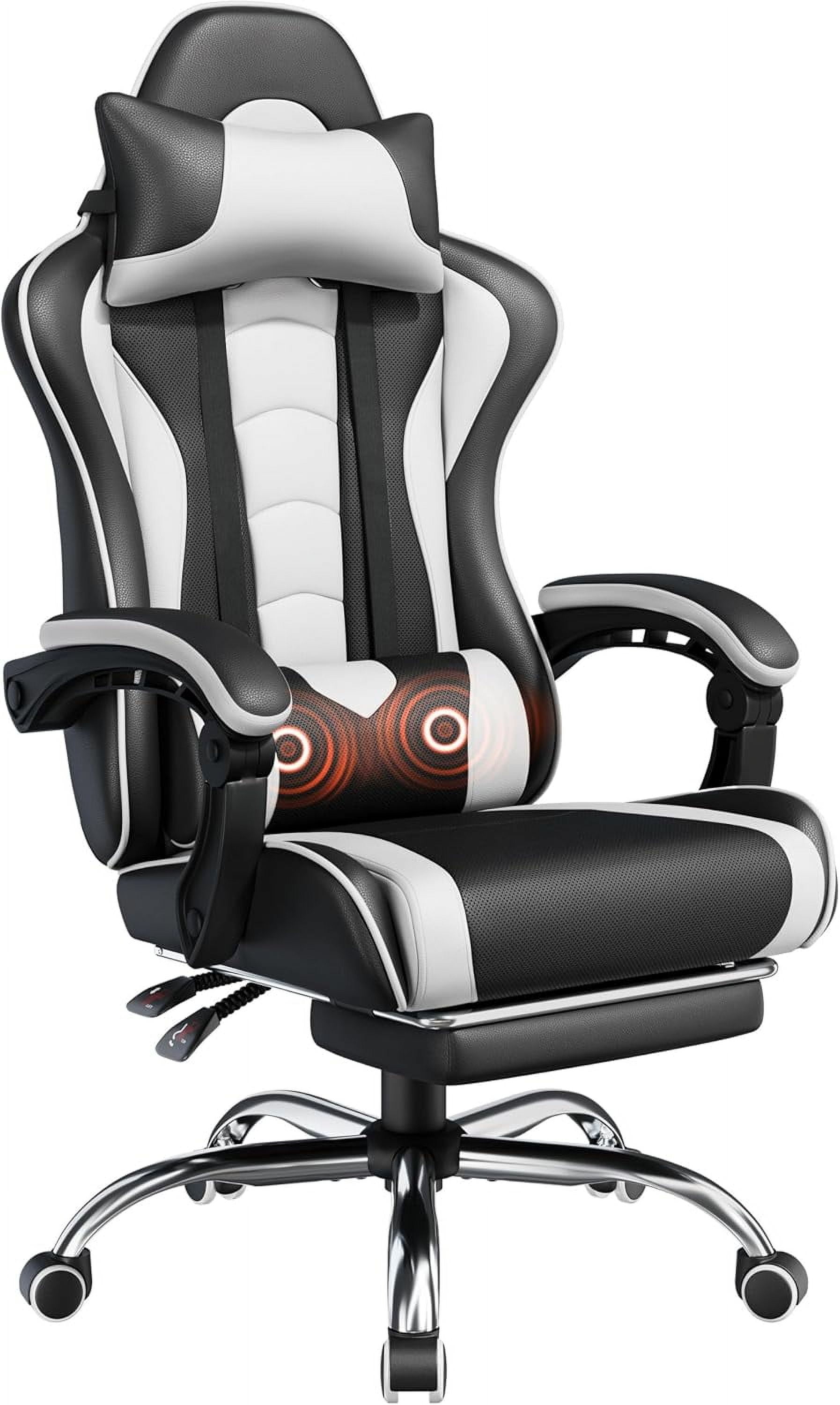 Gaming Chair, Video Game Chair with Massage Lumbar Support and Footrest ...
