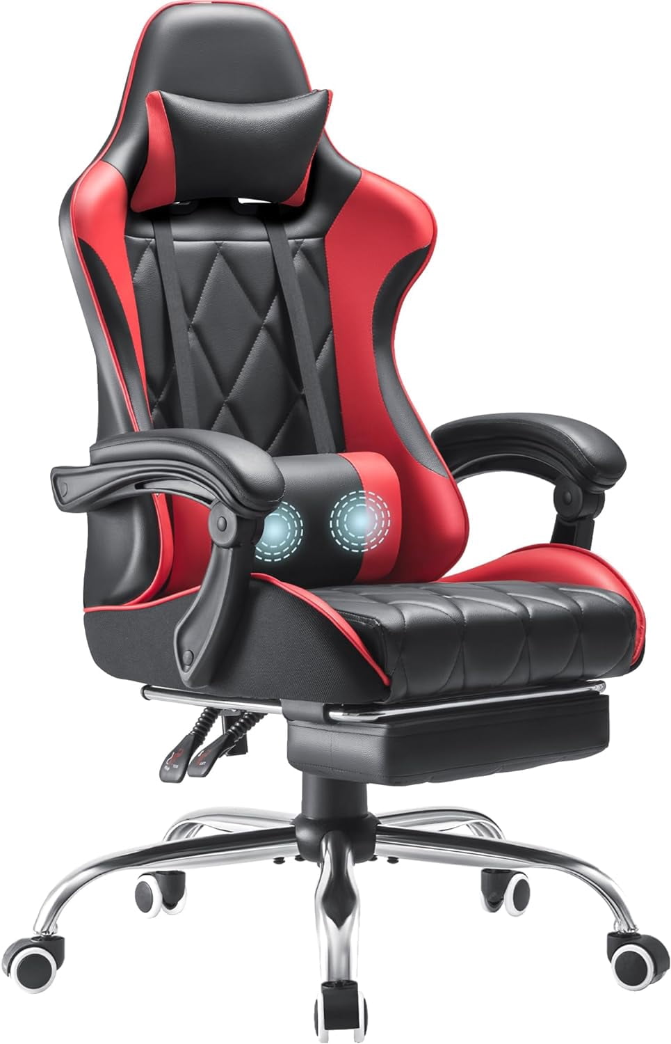 Gaming Chair with Footrest and Massage Lumbar Support, Ergonomic ...