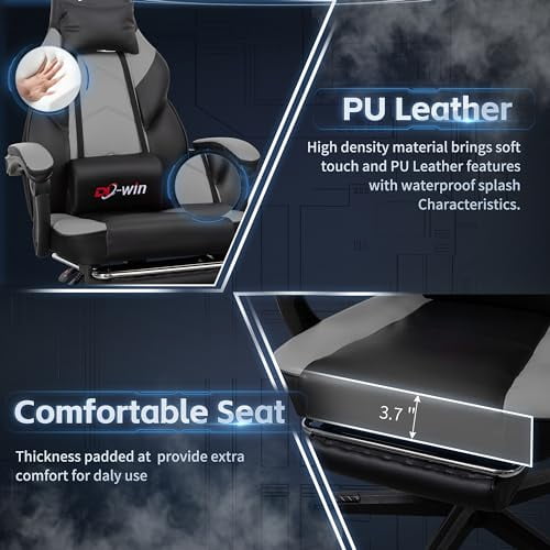 Gaming Chairs for Adults, Video Gaming Chair with Footrest & Massager ...