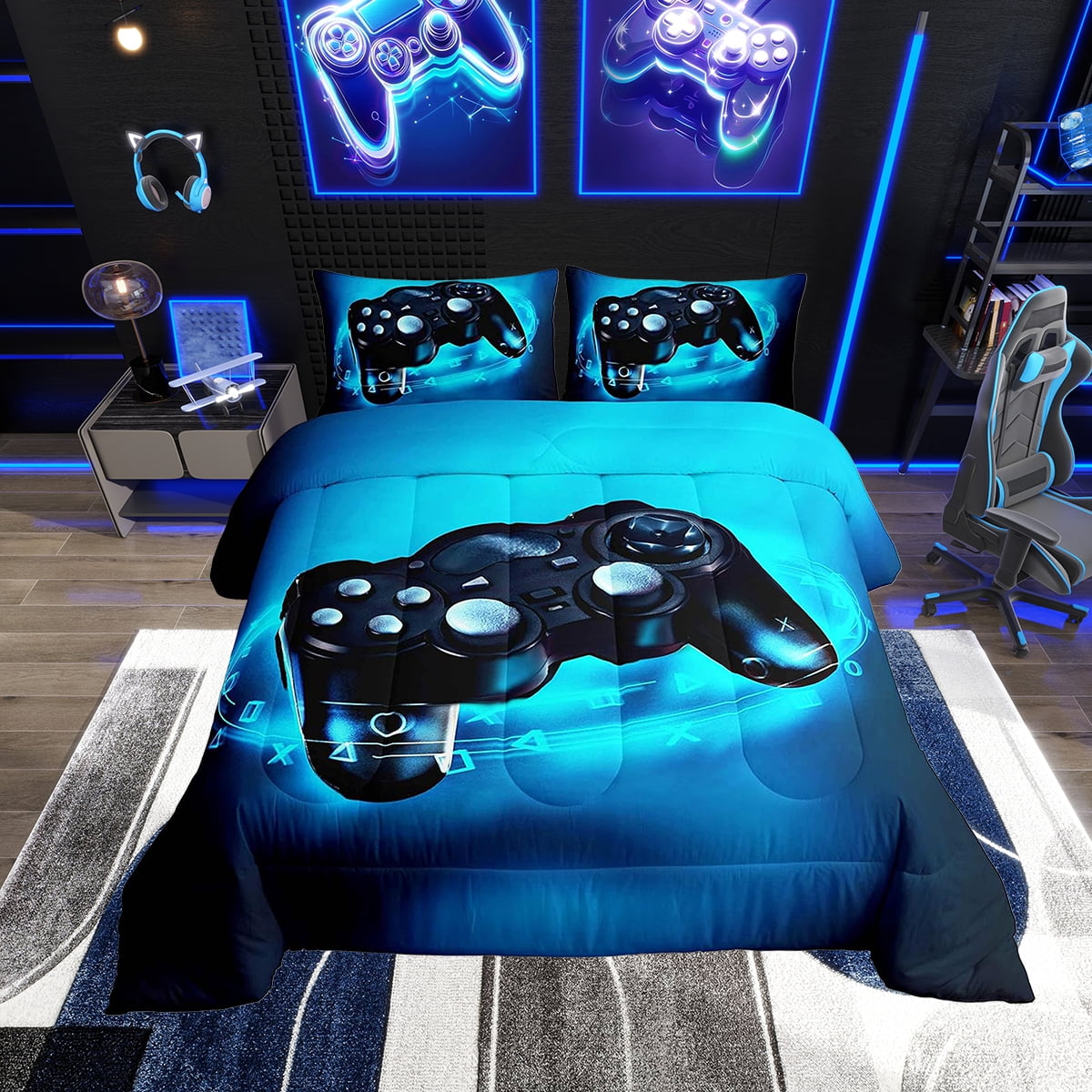 Walmart Full Size Gaming Comforter Set for Boys, Soft Video Game ...