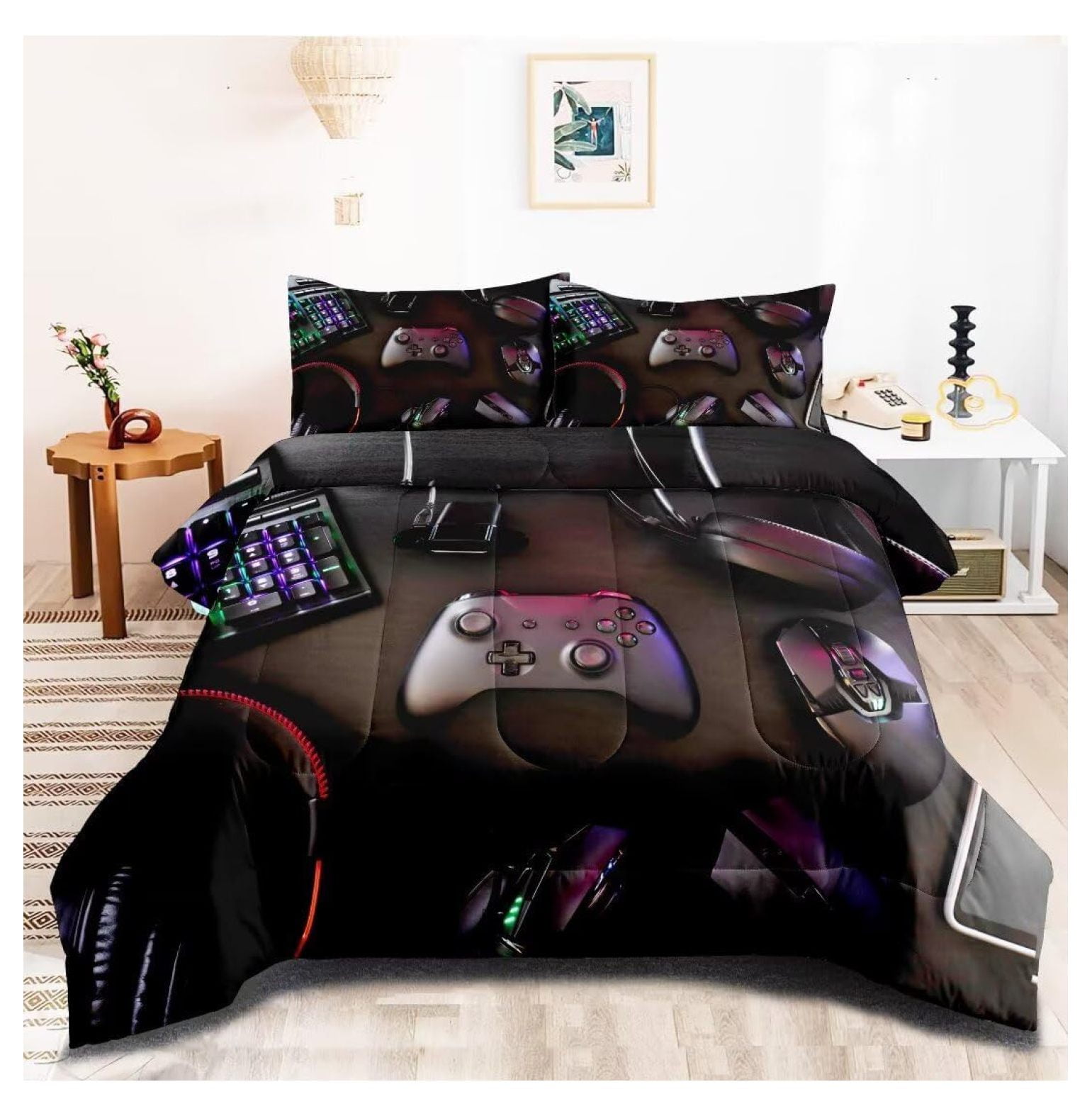 Gaming Comforter for Boys Teens,Game Bedding Sets Full,Kids Gamer Comforter Set,Video Game ...