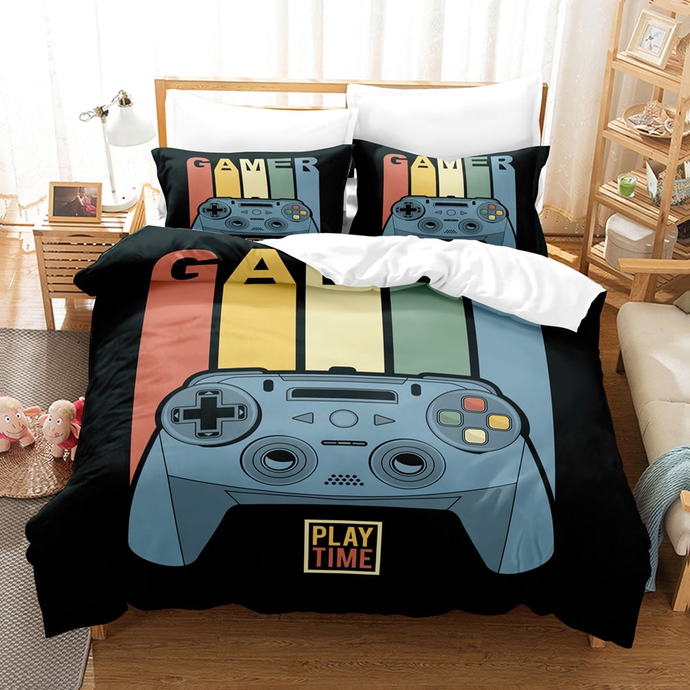 Gaming Comforter Cover Sets for Boys Kids Bedding Sets Video Games Console Action Buttons ...
