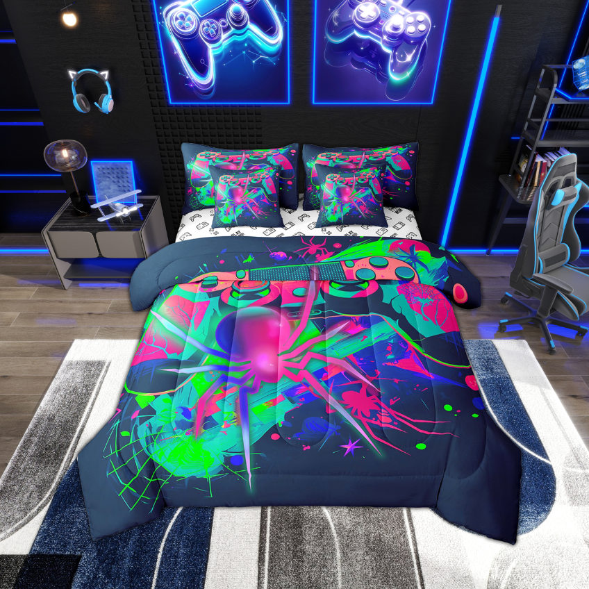 Gaming Comforter Set 7 Piece Bed in a Bag Twin,Gamer Bedding Sets ...