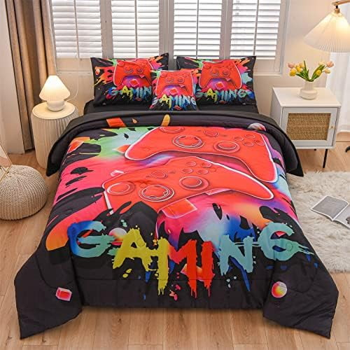 Gaming Comforter Set for Boys - Featuring Video Game Buttons and ...
